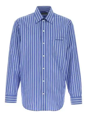 Balenciaga Logo-embroidered Shirt - Bluewhite