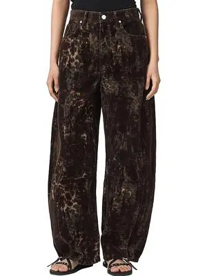 ALLSAINTS Jett Flock High Rise Barrel Jeans - Leppo Brown