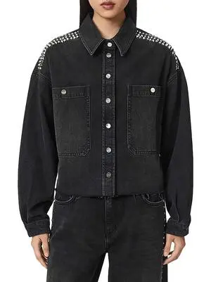 ALLSAINTS Studded Denim Jacket - Washed Black
