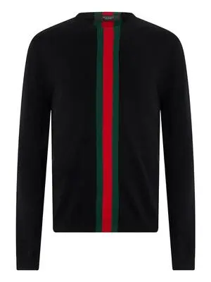 Gucci Cashmere Sweater With Stripes - Black