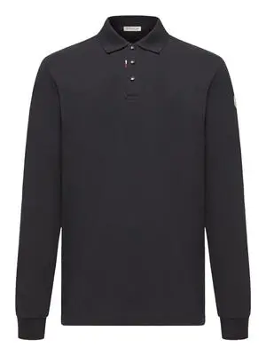 Moncler Logo Cotton Piquet Polo Shirt - Blue