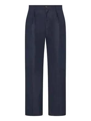THE ROW Tami Wool Pleated Trousers - Dark Navy