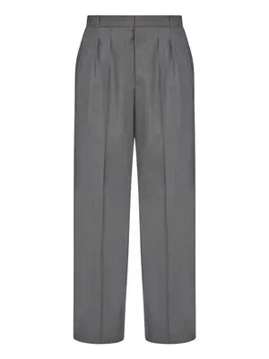 THE ROW Mid-rise Pinstriped Wool Tavel Pants - Grey