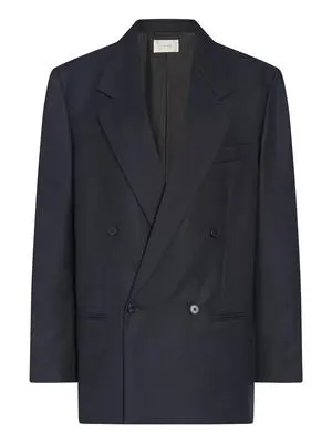 THE ROW Yani Double-breasted Cashmere Twill Jacket - Dark Navy