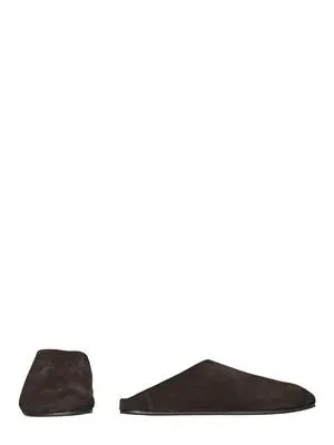 THE ROW The Row Hudson Suede And Shearling Slide Moka