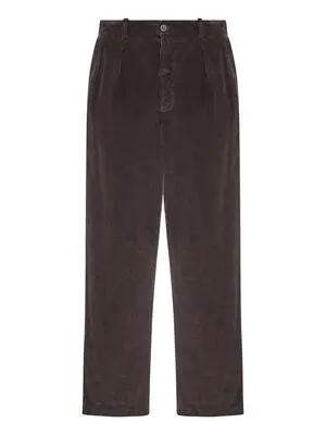 THE ROW Tuxo Velvet Corduroy Mid-rise Pleated Pants - Dark Brown
