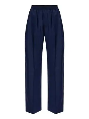 Kenzo Virgin Wool Trousers With Embroidered Logo - Blue