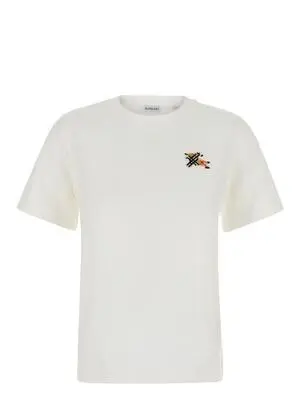 Burberry Cotton T-shirt With Ekd Logo Embroidery - Multicolor