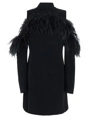 P.a.r.o.s.h Feather Trimmed V-neck Dress - Multicolor