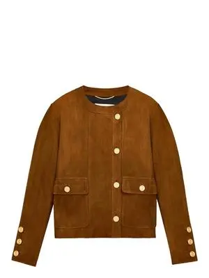 SAINT LAURENT SAINT LAURENT Suede Jacket With Cassandre Medallion Buttons