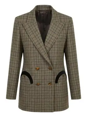 BLAZÉ MILANO Checked Double-breasted Blazer - Green