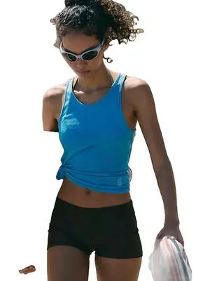 Free People Long And Lean Burnout Tank - Blue Moon