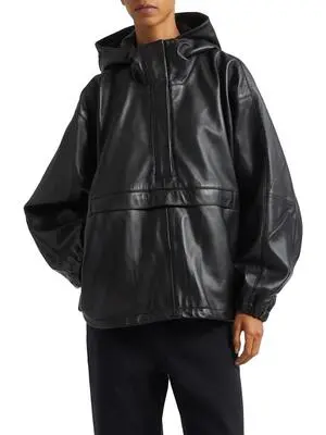 RÓHE Oversized Leather Anorak - Black