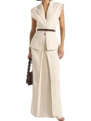 Manière De Voir Manière De Voir Regine Linen A-Line Maxi Skirt Natural
