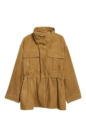 RÓHE Sculptural Suede Field Jacket - Sage