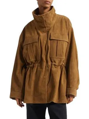 RÓHE Sculptural Suede Field Jacket - Sage