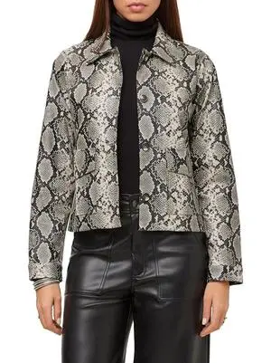 FIFTEEN TWENTY FIFTEEN TWENTY Victoria Snakeskin Faux Leather Cropped Jacket