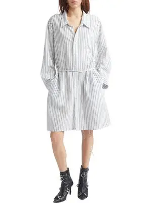 R13 Stripe Drop Neck Shirtdress - Blue Multi Stripe