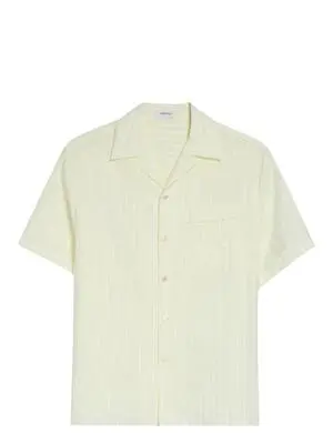 Versace Micro Greca Cotton & Silk Short Sleeve Button-up Shirt - Vanilla