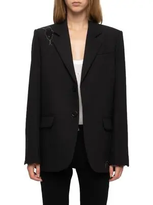 Zadig&Voltaire Vanille Snake Embellished Blazer - Black