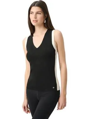 JOSEPH RIBKOFF Joseph Ribkoff Dry Viscose V-Neck Fitted Cami With Contrasting Side Stripes