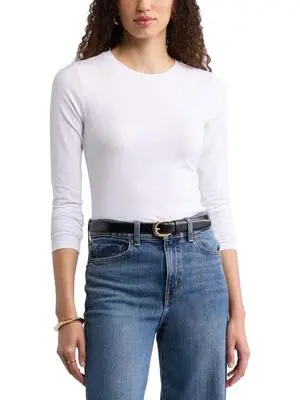 Nordstrom Pima Cotton & Tencel Modal Long Sleeve T-shirt - White