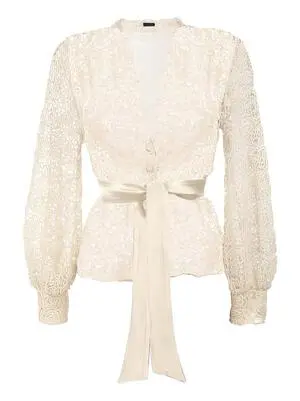 LUNA FASHION HOUSE Jody Lace Belted Sweater - White