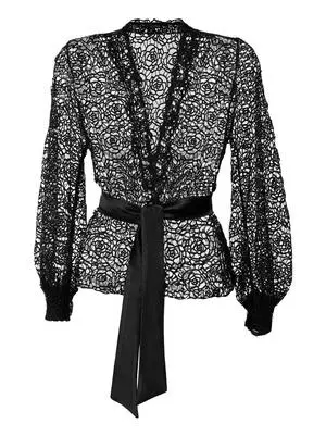 LUNA FASHION HOUSE Jody Lace Belted Sweater - Black