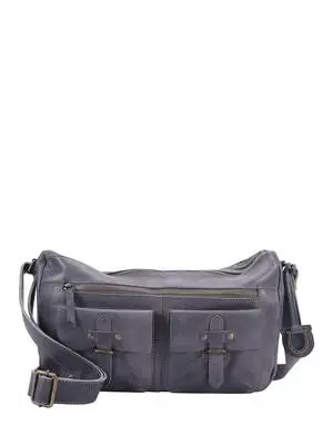 LLOYD BAKER Loulia Washed Leather Crossbody Bag - Grey