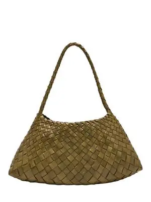Dragon Diffusion Rosanna Woven Leather Shoulder Bag - Khaki