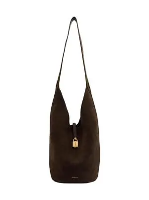 DEMELLIER Siena Suede Cross-body Bag With Gold Tone Lock - Chocolate