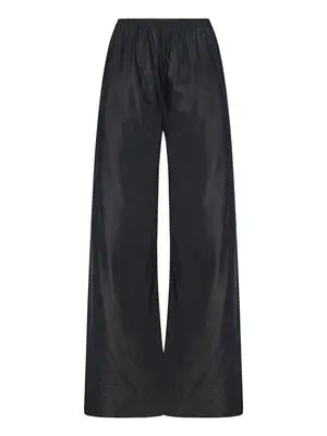 THE ROW Gala Pant Wide Leg Wool Twill Trousers - Black