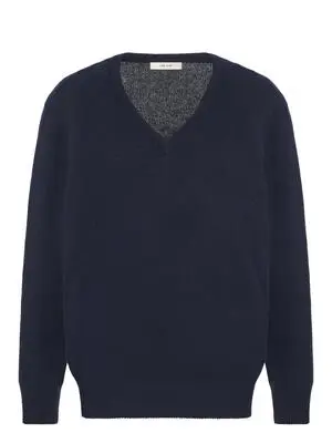 THE ROW Pihla V-neck Baby Cashmere Sweater - Dark Navy
