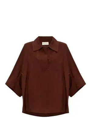 DRIES VAN NOTEN Dries Van Noten Short-Sleeved Oversized Top With Decorative Folds