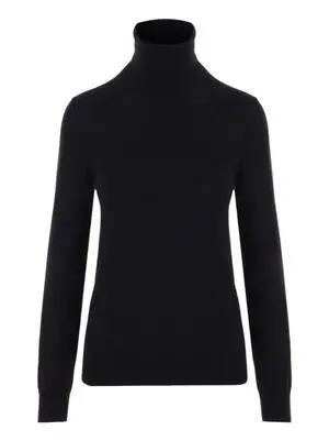 Loro Piana Ribbed Turtleneck Knit Top - Black