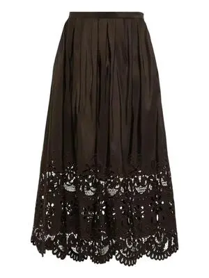 Valentino Garavani Pleated Midi Skirt With Embroidered Detailing - Black