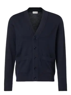 Dries Van Noten Long Sleeve V-neck Cardigan - Navy Blue