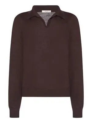 THE ROW Pauli Top Long Sleeve Wool Silk Jersey - Plum