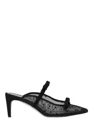 Red Valentino Bow Embellished High Heel Mules - Black