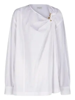 DRIES VAN NOTEN Dries Van Noten Long Sleeve Shirt With Asymmetrical Neckline And Embellishment