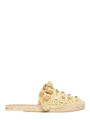 Red Valentino Embellished Espadrille Mules - Nude