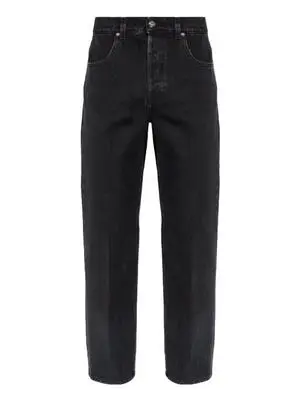 LANVIN Logo Embossed Denim Jeans - Black