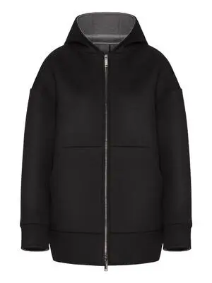 Valentino Garavani Zip-up Drop Shoulder Hoodie - Black
