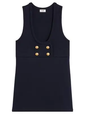 Celine Interlock Wool Tunic Mini Dress - Navy