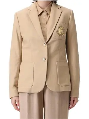 Ralph Lauren Tailored Blazer With Embroidered Logo - Nude
