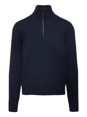 Loro Piana High-neck Quarter Zip Sweater - Black