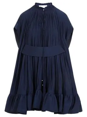 LANVIN Belted Ruffled Mini Dress - Ink Blue