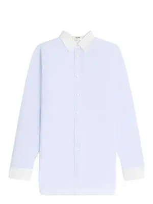 Celine Long Sleeve Embroidered Shirt - White/blue