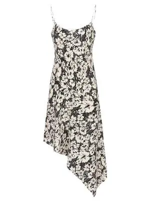 Celine Mulberry Silk Asymmetrical Dress - Chalk/black
