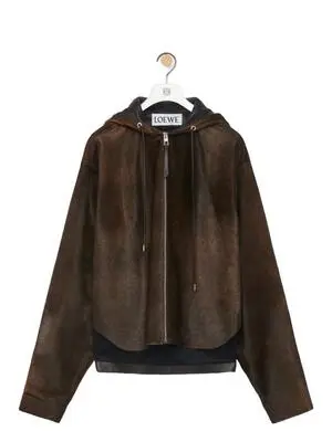 Loewe Hairy Calfskin Hooded Jacket - Brown